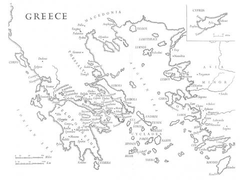 Map Depicting the Location of Elis on the Peloponnesus