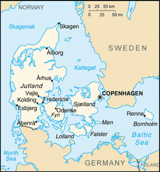 Map Depicting Location of Copenhagen
