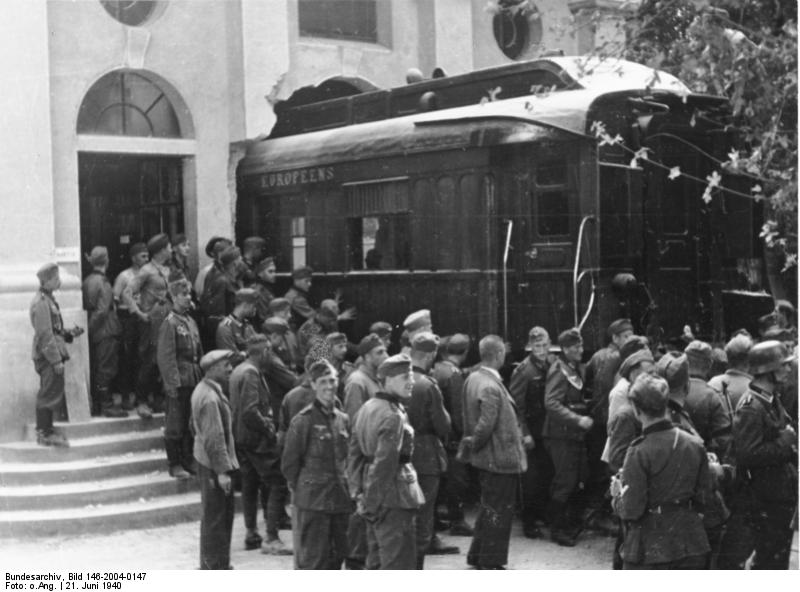 Hitler and officers at the Second Armistice at Compiègne. In front of ...