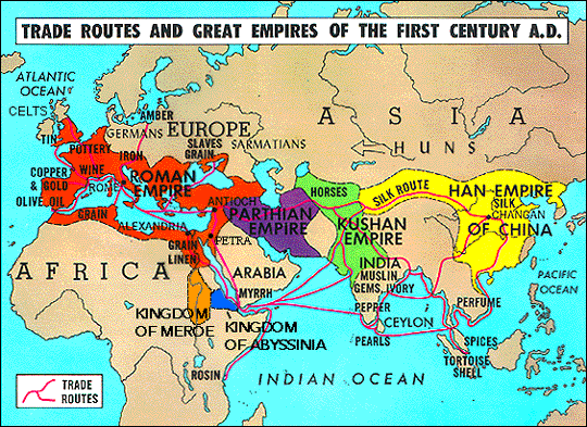 Trade Routes of 1st Century Map