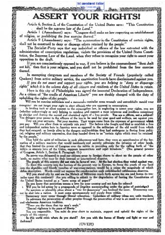 Charles Schenck Leaflet Opposing the Draft - Page 1